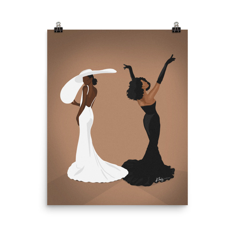 GLAMOUR GIRL (BROWN) PRINT | BLACK ART WALL DECOR – Khia's Canvas
